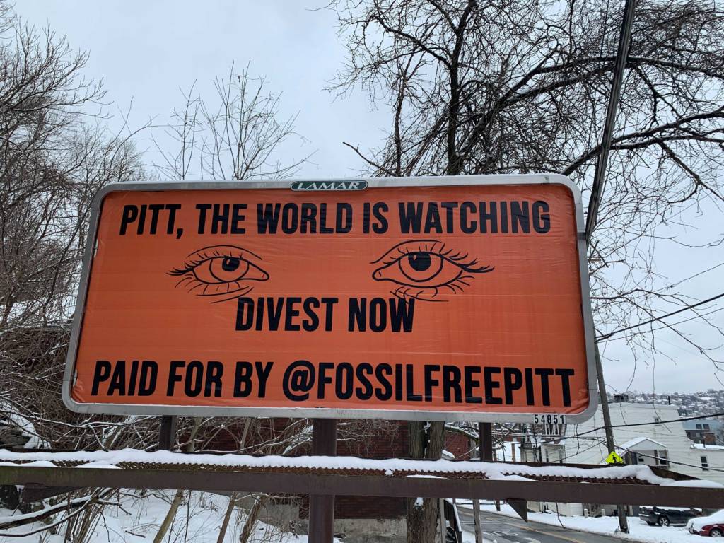 Pitt, The World is Watching, Divest Now